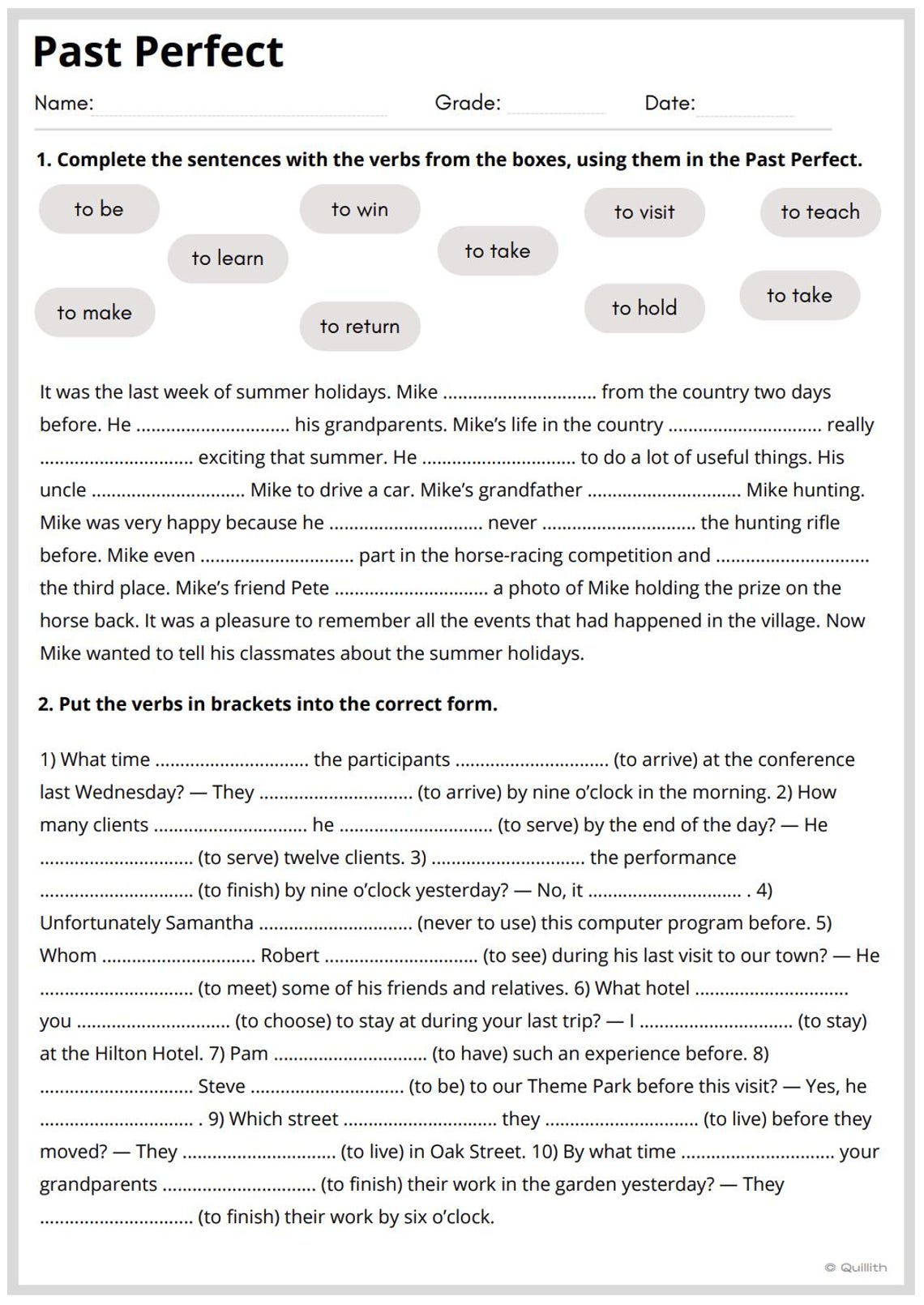 20 All Tenses Worksheets|20 Printable ESL Grammar Exercises |all Tenses ...