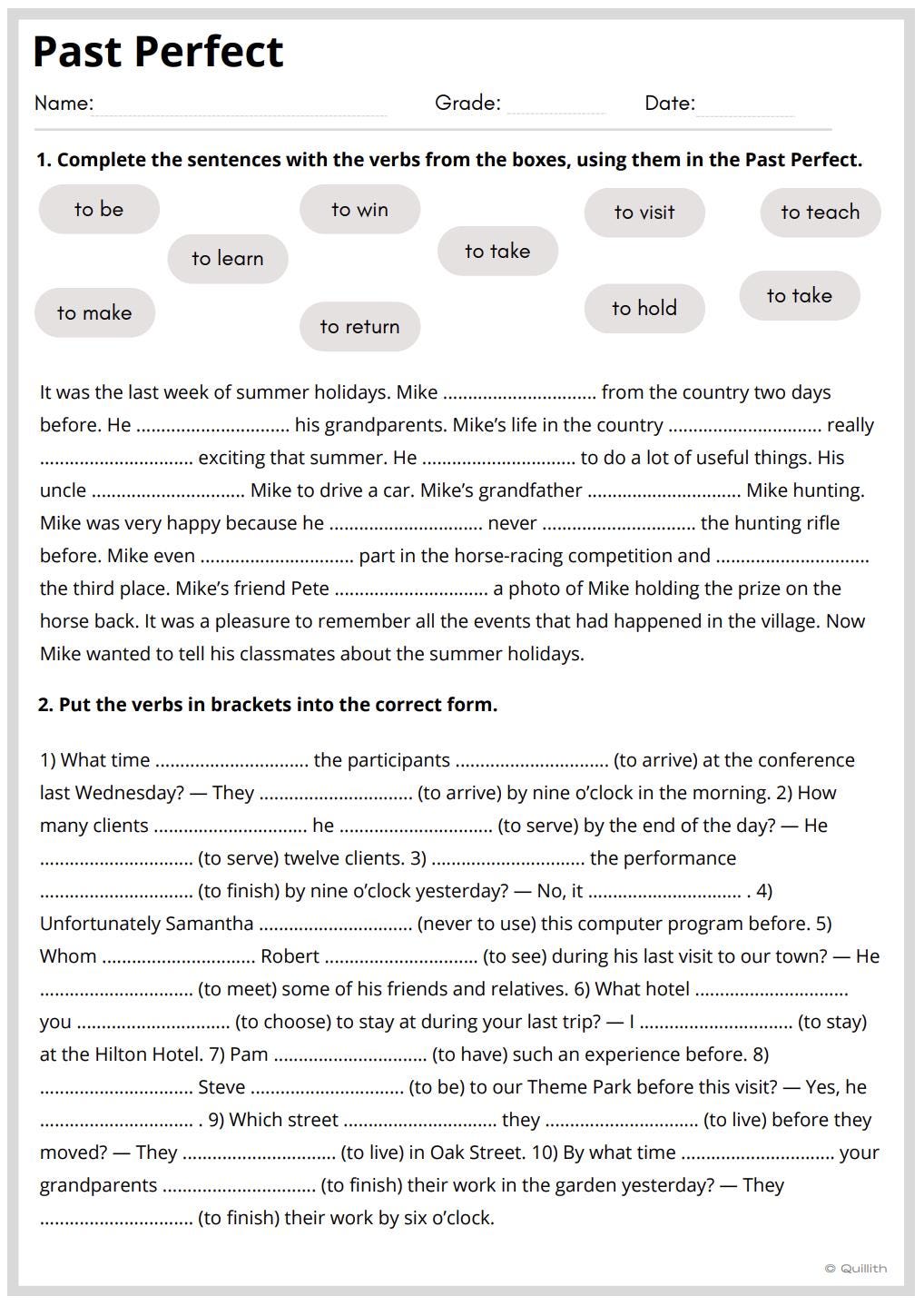 20 All Tenses Worksheets|20 Printable ESL Grammar Exercises |all Tenses ...