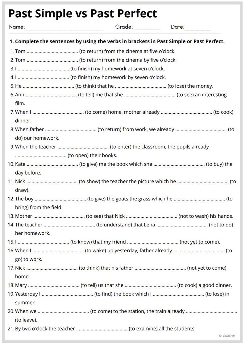 20 All Tenses Worksheets|20 Printable ESL Grammar Exercises |all Tenses ...