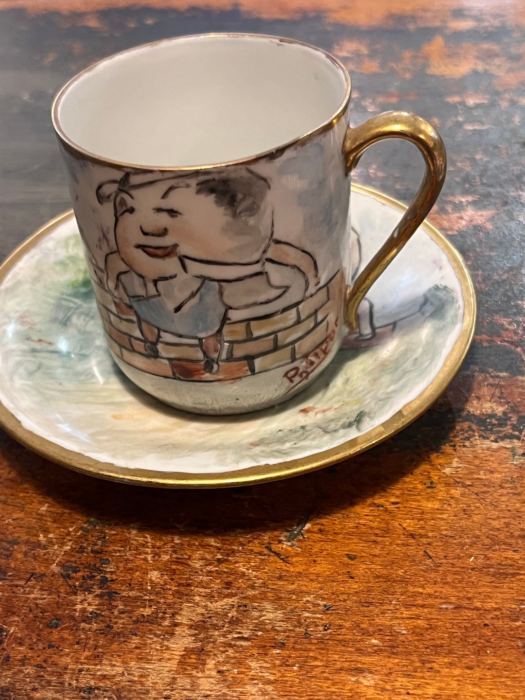 Vintage Childs Humpty Dumpty Cup and Saucer Hand Painted Germany - Etsy
