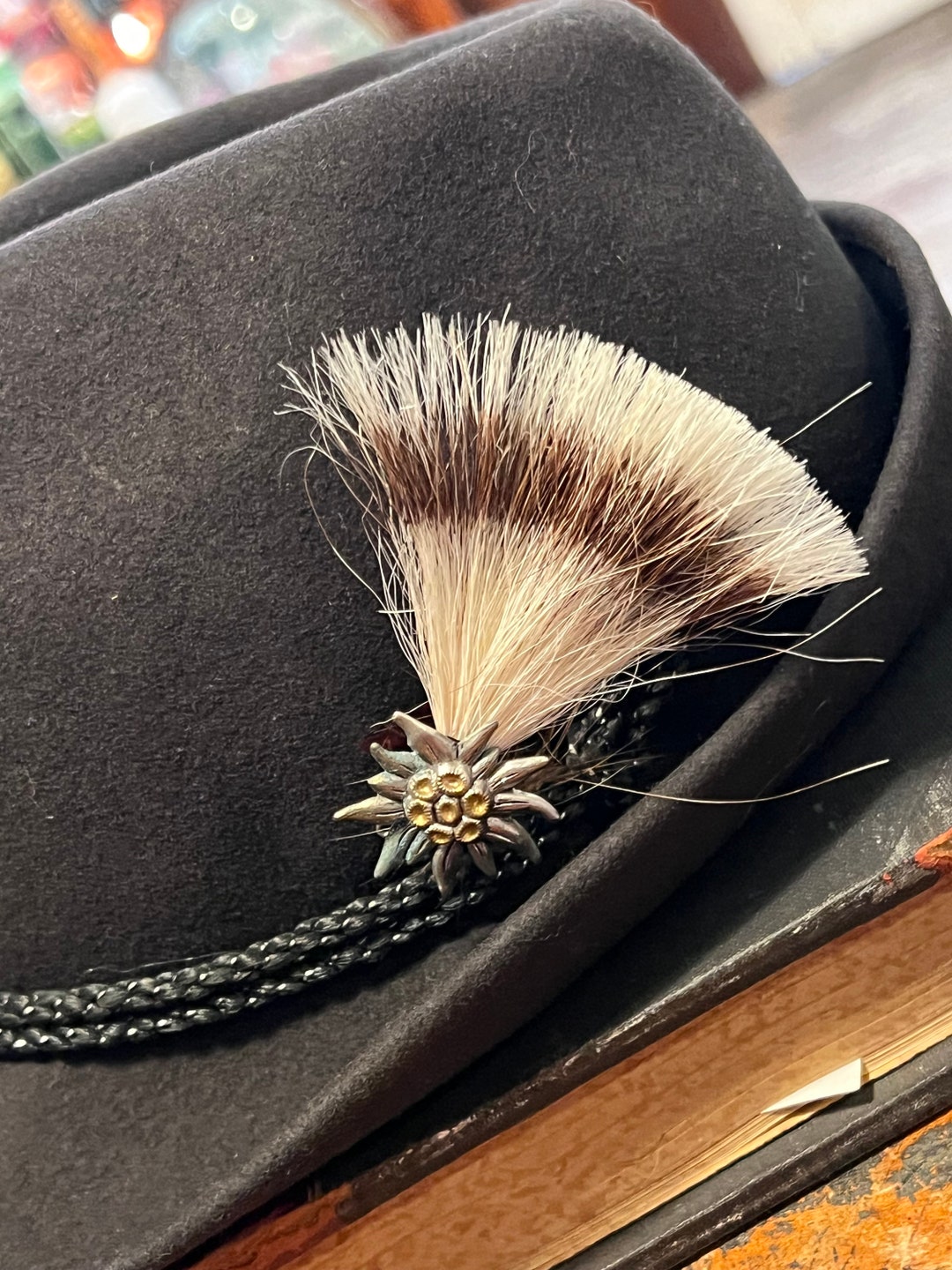 Vintage German Badger Hair Edelweiss Hunter Hat Pin - Etsy