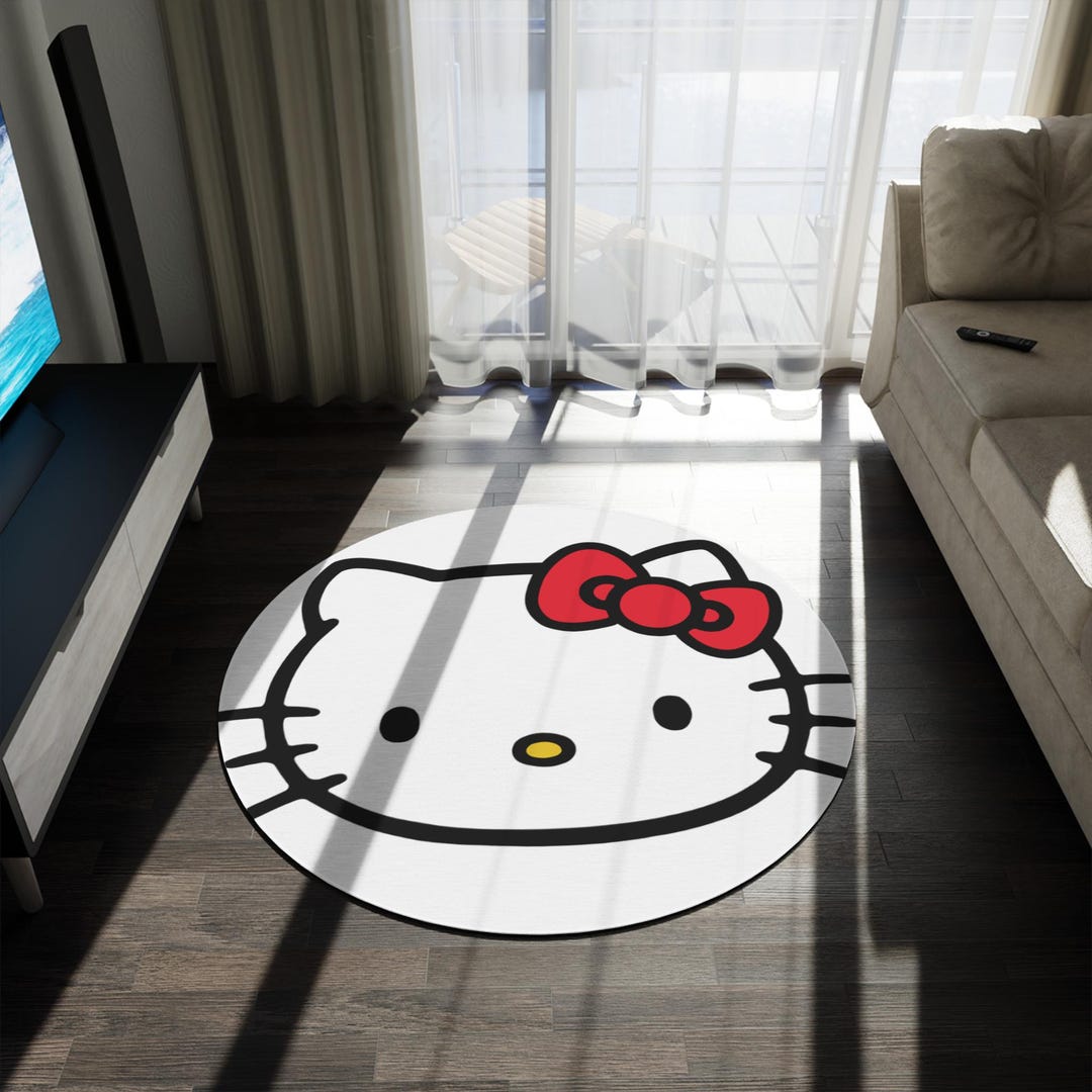 Hello Kitty Round Rug, Cute Area Mat for Living Room Decor, Pink ...