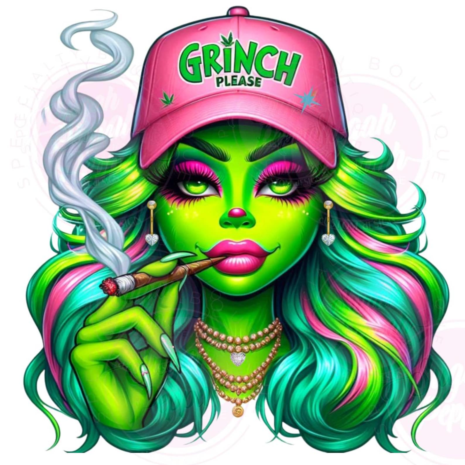 Grinch Please Girl, Grinch Girl Smoking, Grinch Please Cap; Grinch Lady ...
