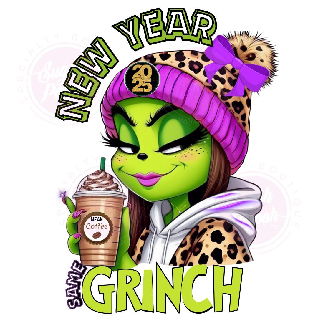 New Year Png, New Year Grinch Png, New Year Grinch Girl Png, Grinch 2025 Png, Grinch Girl New ...