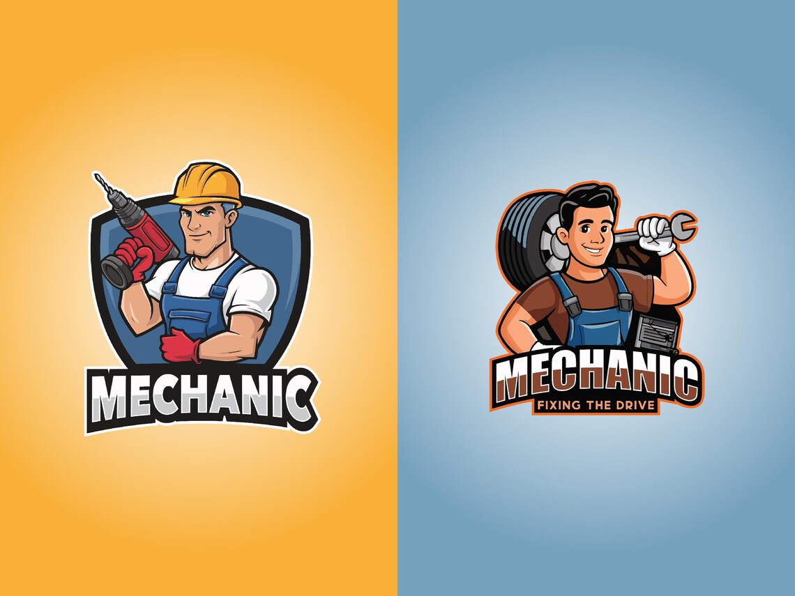 Custom Mechanic Mascot Logo Design, Custom Hand Drawn Mascot Logo ...