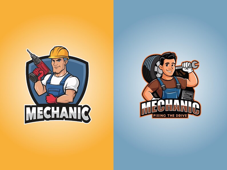 Custom Mechanic Mascot Logo Design, Custom Hand Drawn Mascot Logo ...
