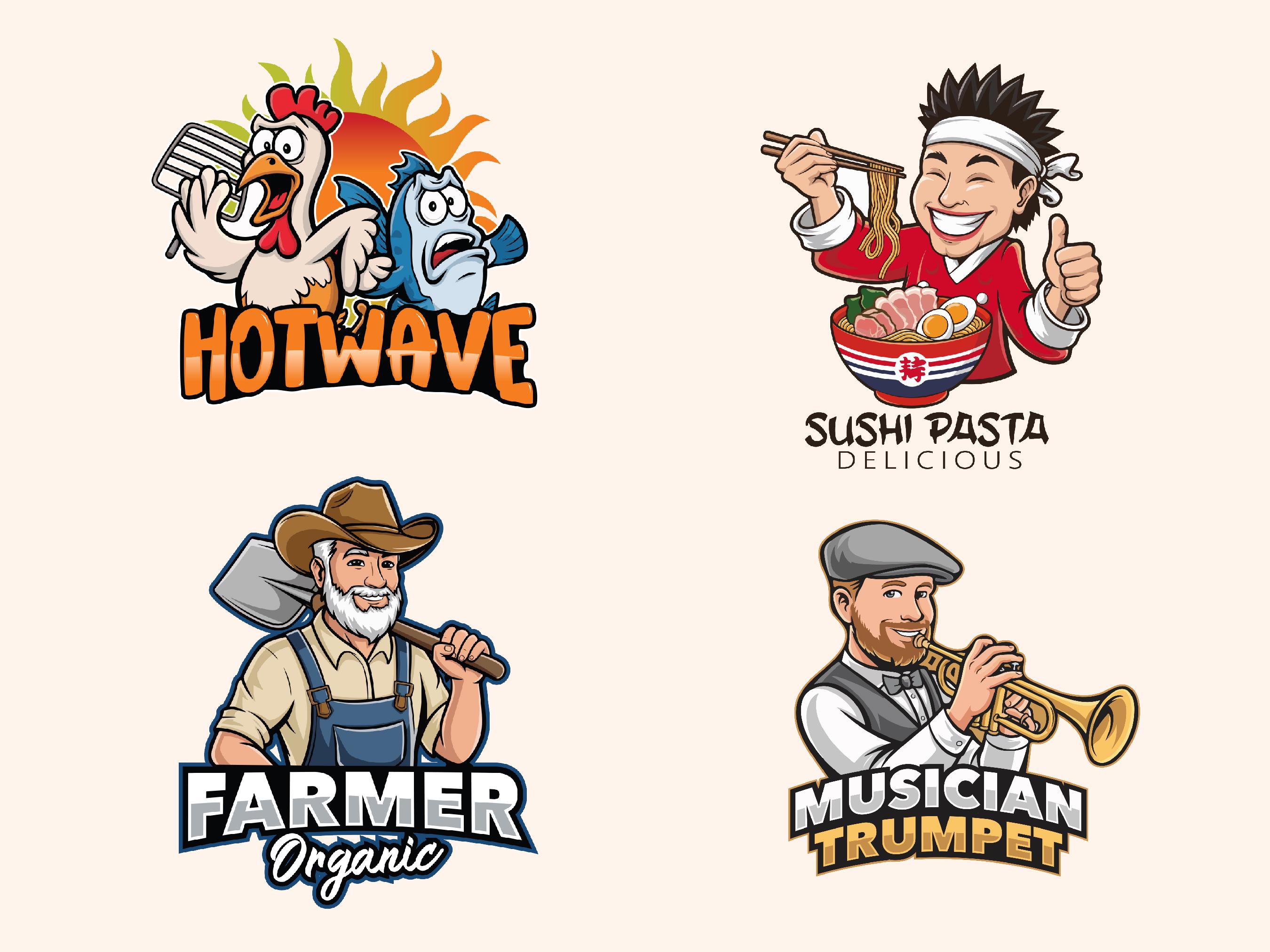 Custom Cartoon Mascot Logo Design, Hand Drawn Mascot Logo, Professional ...
