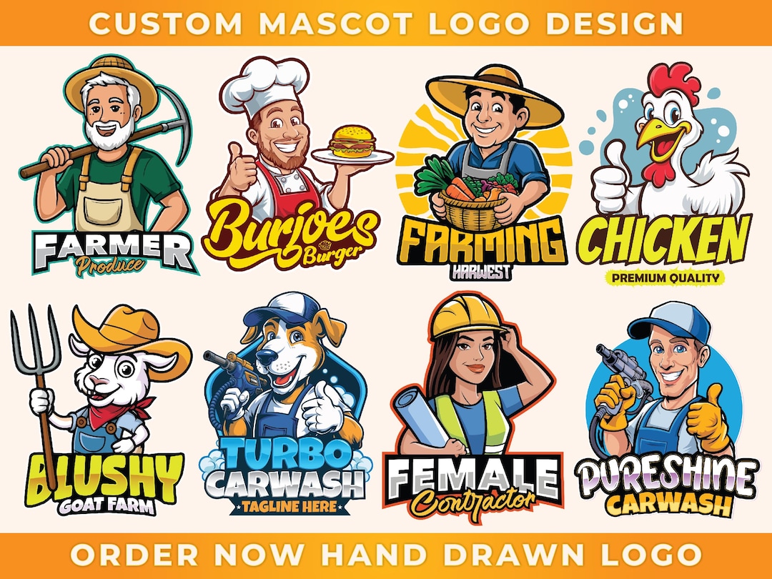 Custom Mascot Logo Design, Hand Drawn Mascot Logo, Professional Company ...