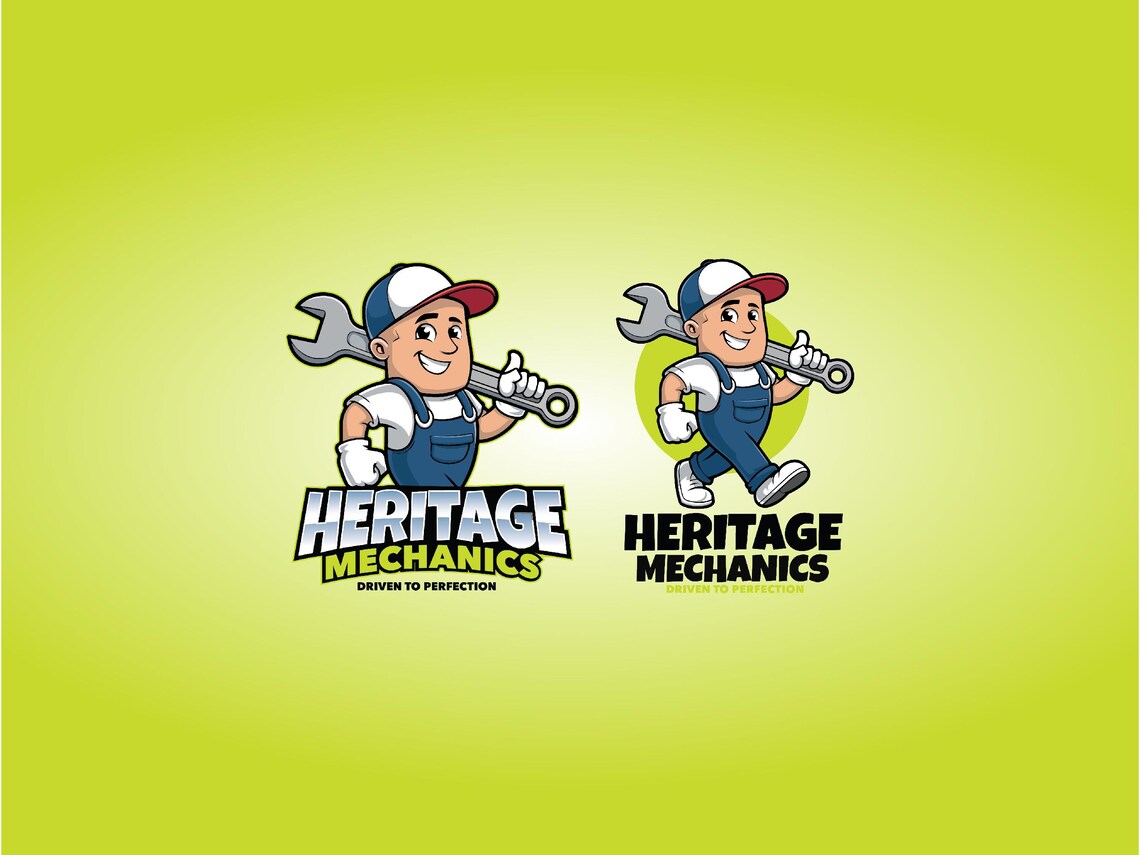 Custom Mechanic Mascot Logo Design, Custom Hand Drawn Mascot Logo ...