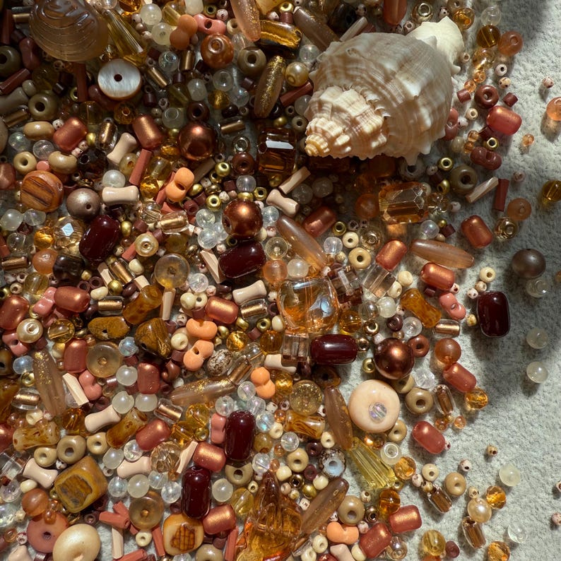 SMALL Mixed Glass Seed Beads, Coffee Brown and Orange, Beads for ...