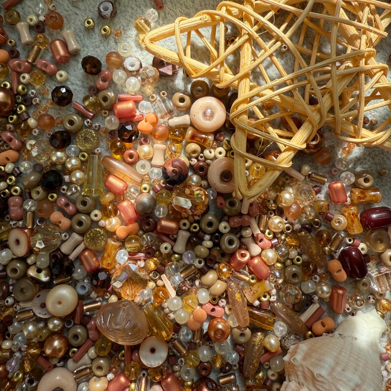 SMALL Mixed Glass Seed Beads, Coffee Brown and Orange, Beads for ...