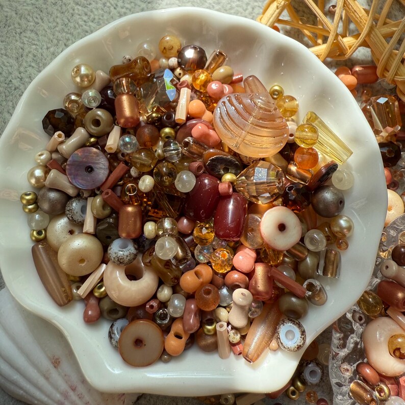 SMALL Mixed Glass Seed Beads, Coffee Brown and Orange, Beads for ...