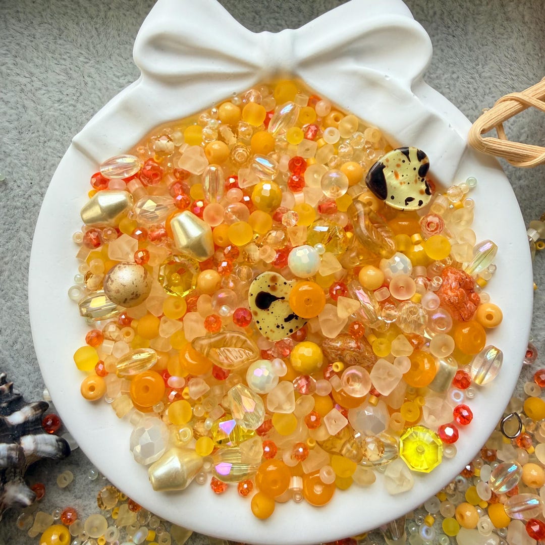 Small Glass Seed Beads Mix, Beads for DIY Projects, Orange and Yellow ...