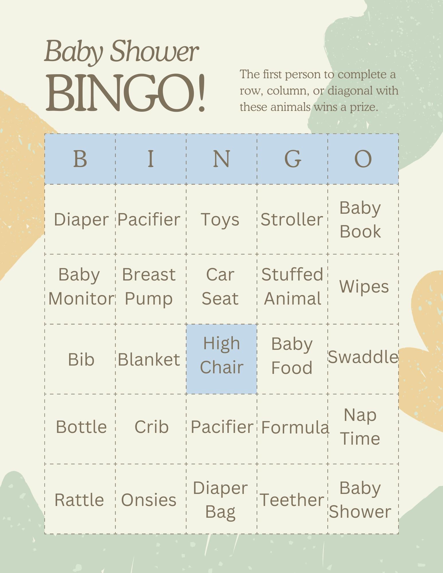 Baby Shower Template Game-baby Bingo - Etsy