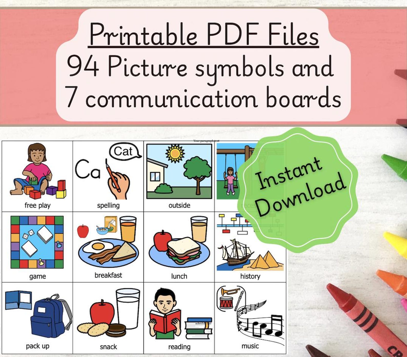 Printable Communication Boards and Visual Schedule Cards | Core and ...