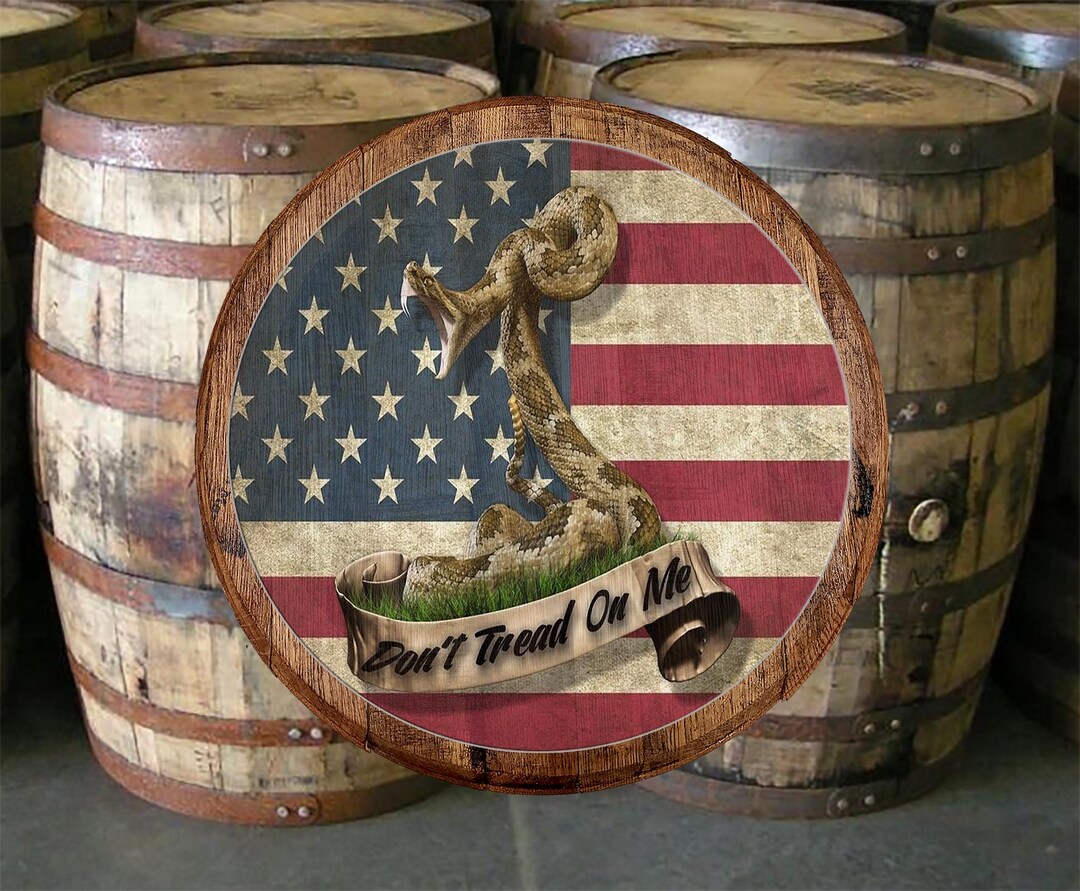 Whiskey Barrel Bar Sign, Rustic Home Decor, Don't Tread on Me - Etsy
