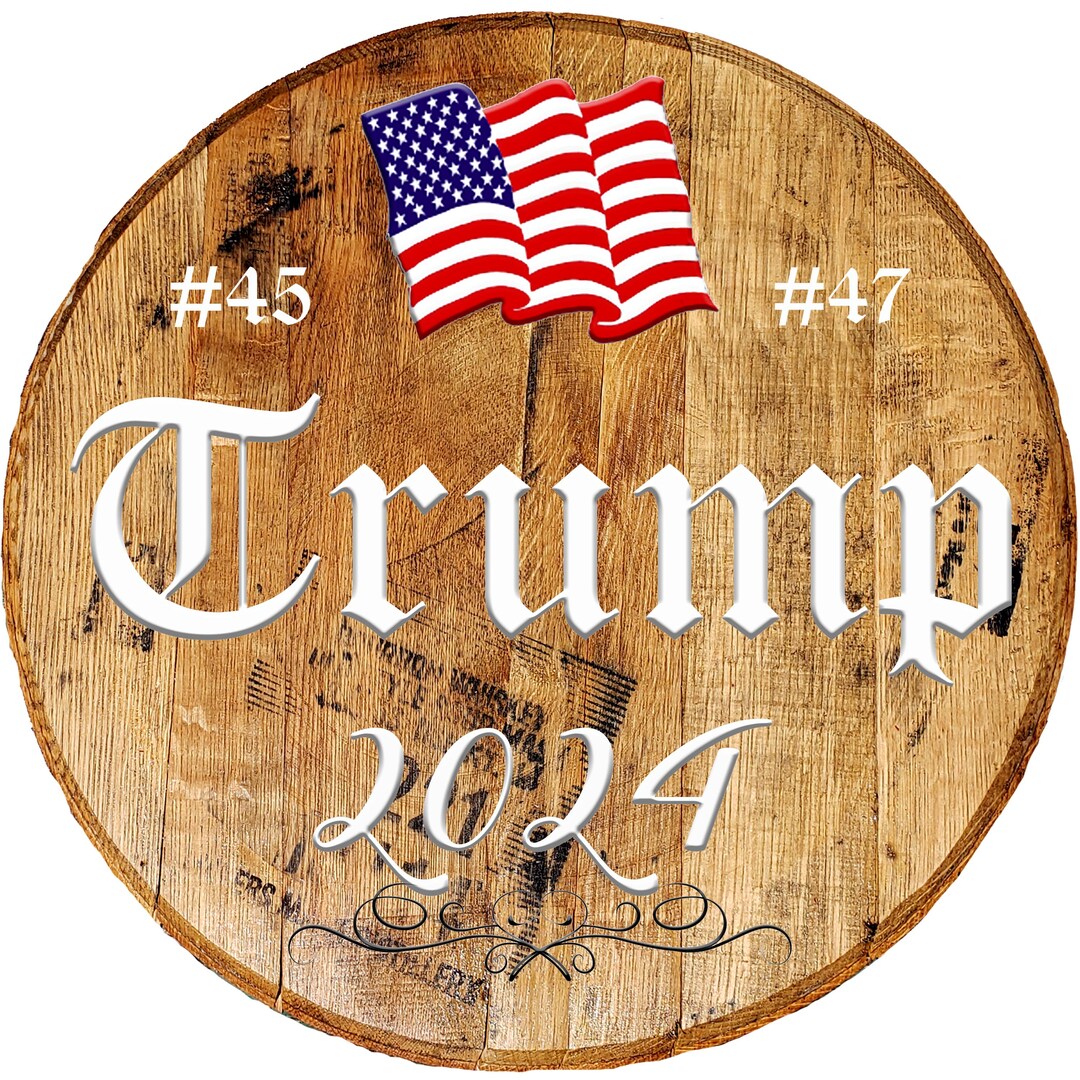 Patriotic Trump Whiskey Barrel Head Sign Rustic Home Decor Wooden Wall ...