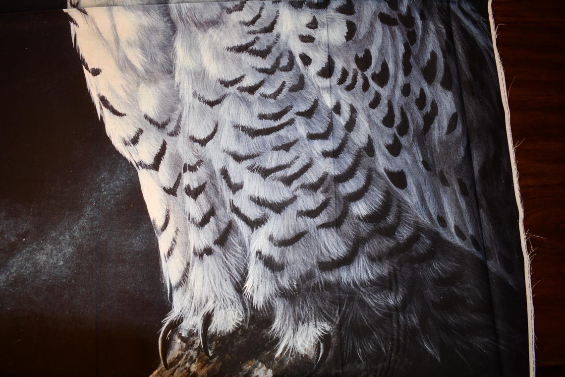 David Textiles Snowy Owl Panel 36x45 - Etsy