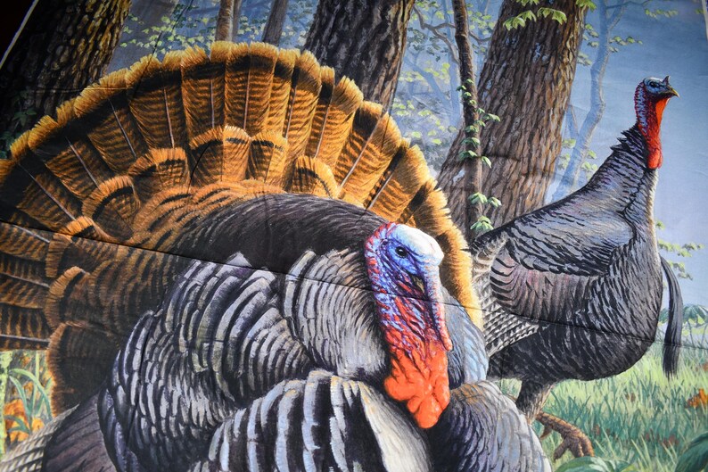 Wild Turkey Panel Cotton 36 Inches X 45 Inches W - Etsy