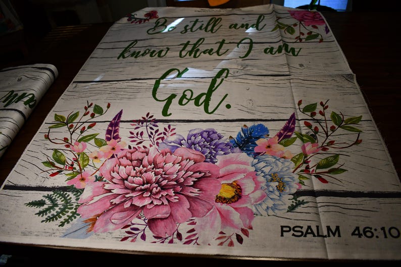 David Textiles Floral Bible Verse Religious Cotton Fabric Panel Size 36 ...