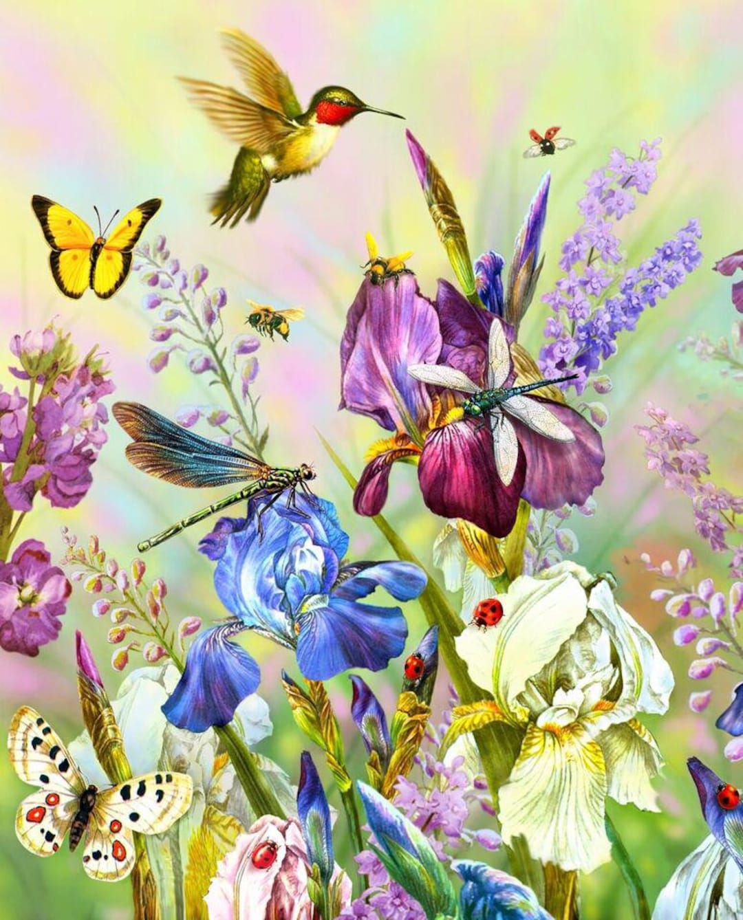 The Hummingbird Fabric Panel Cotton 36 Inches X 45 Inches - Etsy