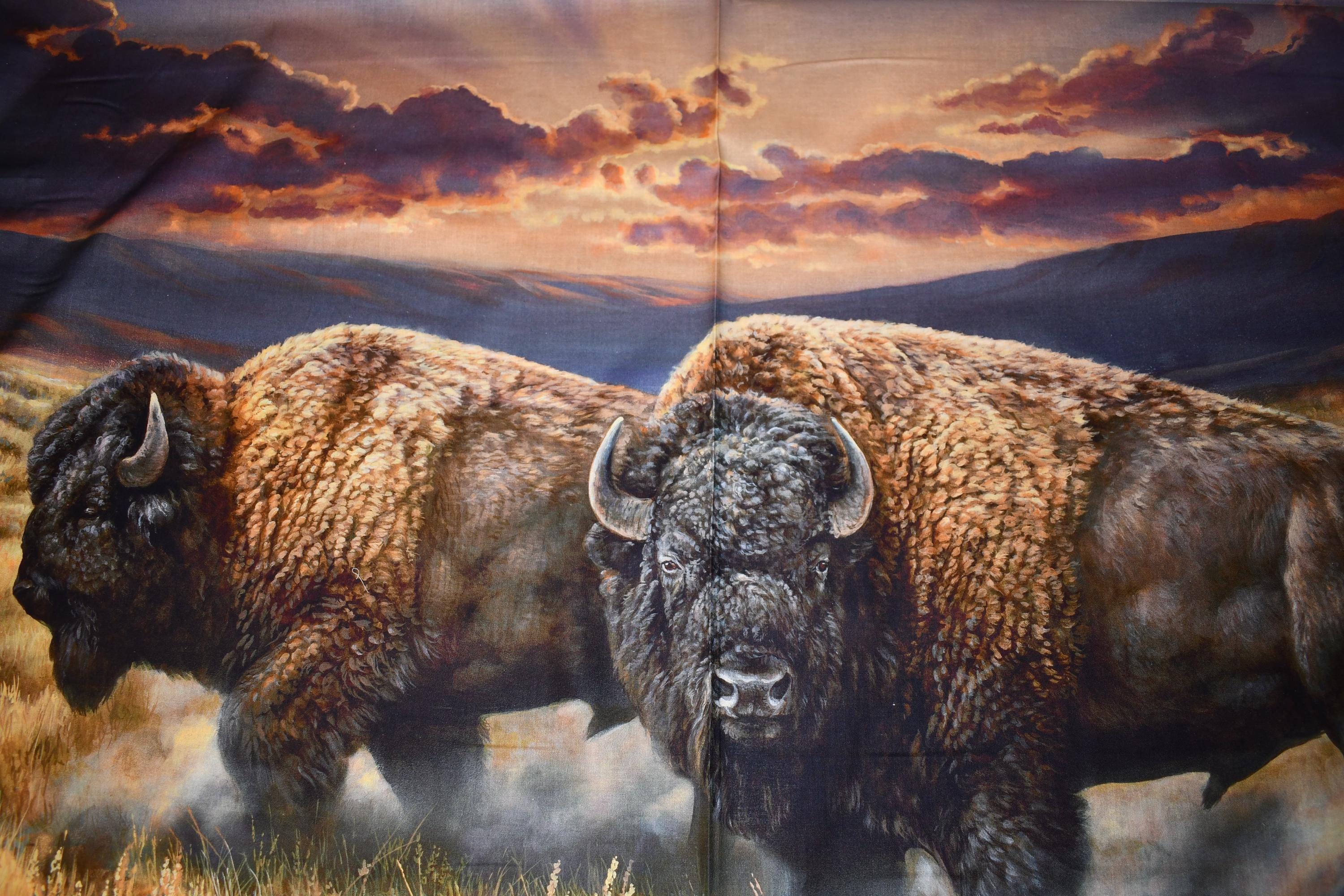 Buffalo Duty Plains Panel Cotton 35 Inches X45 Inches Wide - Etsy