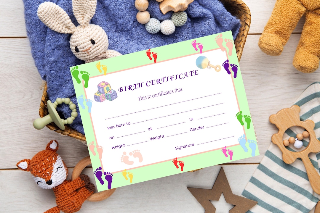 Baby Birth Certificate Template | Printable Keepsake for Newborn ...