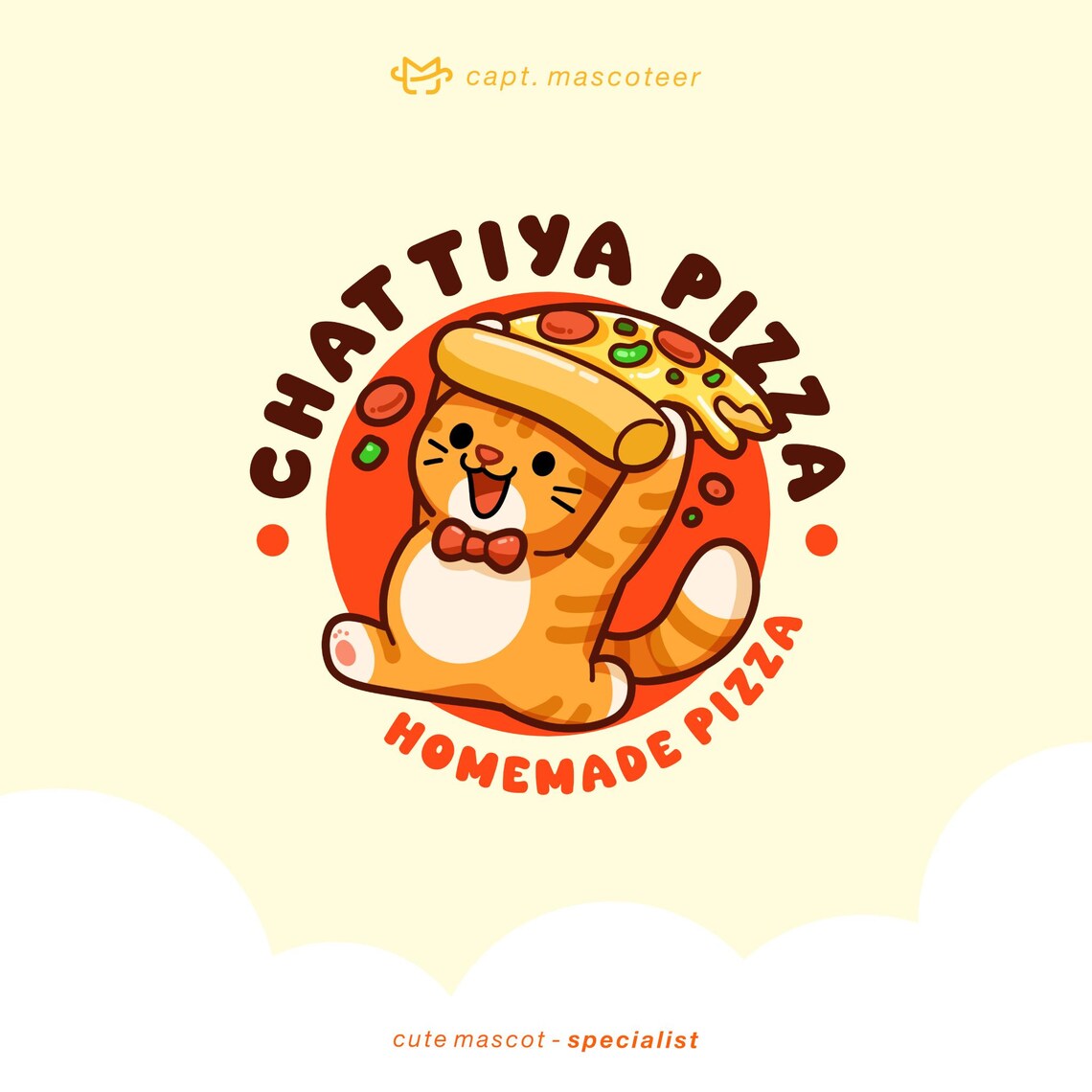 Cute Cat Mascot Logo for Homemade Pizza Business, | Instant Download ...
