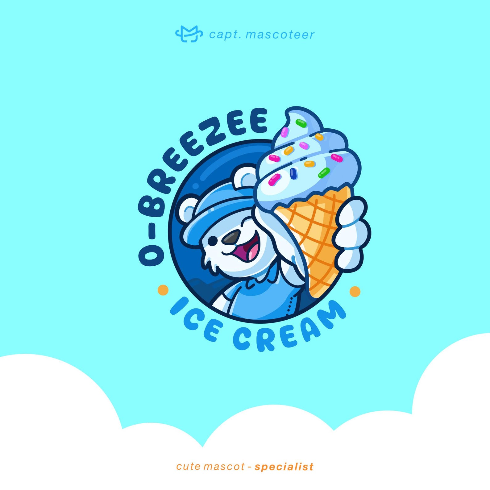 Sweet Polar Bear Ice Cream Logo, Instant Download, Ready-to-use Dessert ...