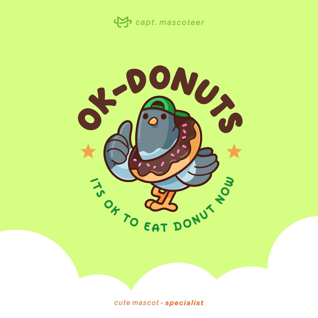 Delightful Bird Donut Logo | Instant Download | Ready-to-use Mascot for ...