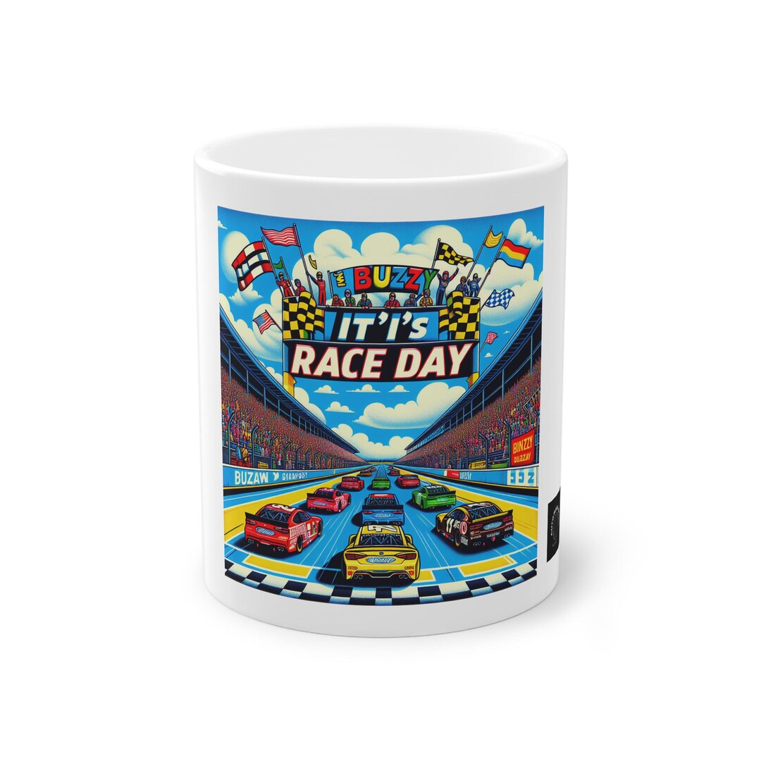 Race Day Standard Mug, Racing Start Line Coffee Cup, Cars Racing Gift ...