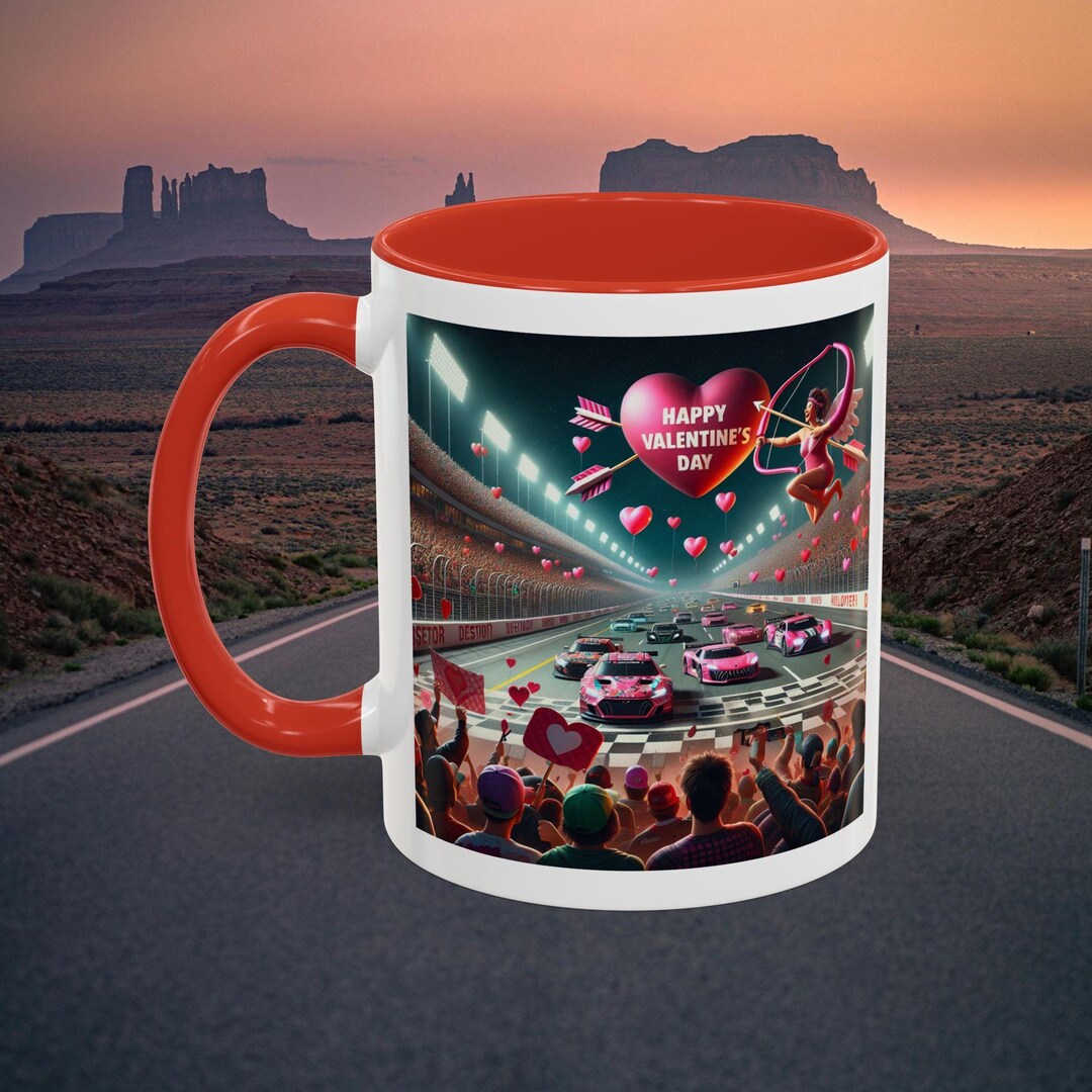 Race Car Valentine's Day Coffee Mug, Nascar Love Edition - Etsy