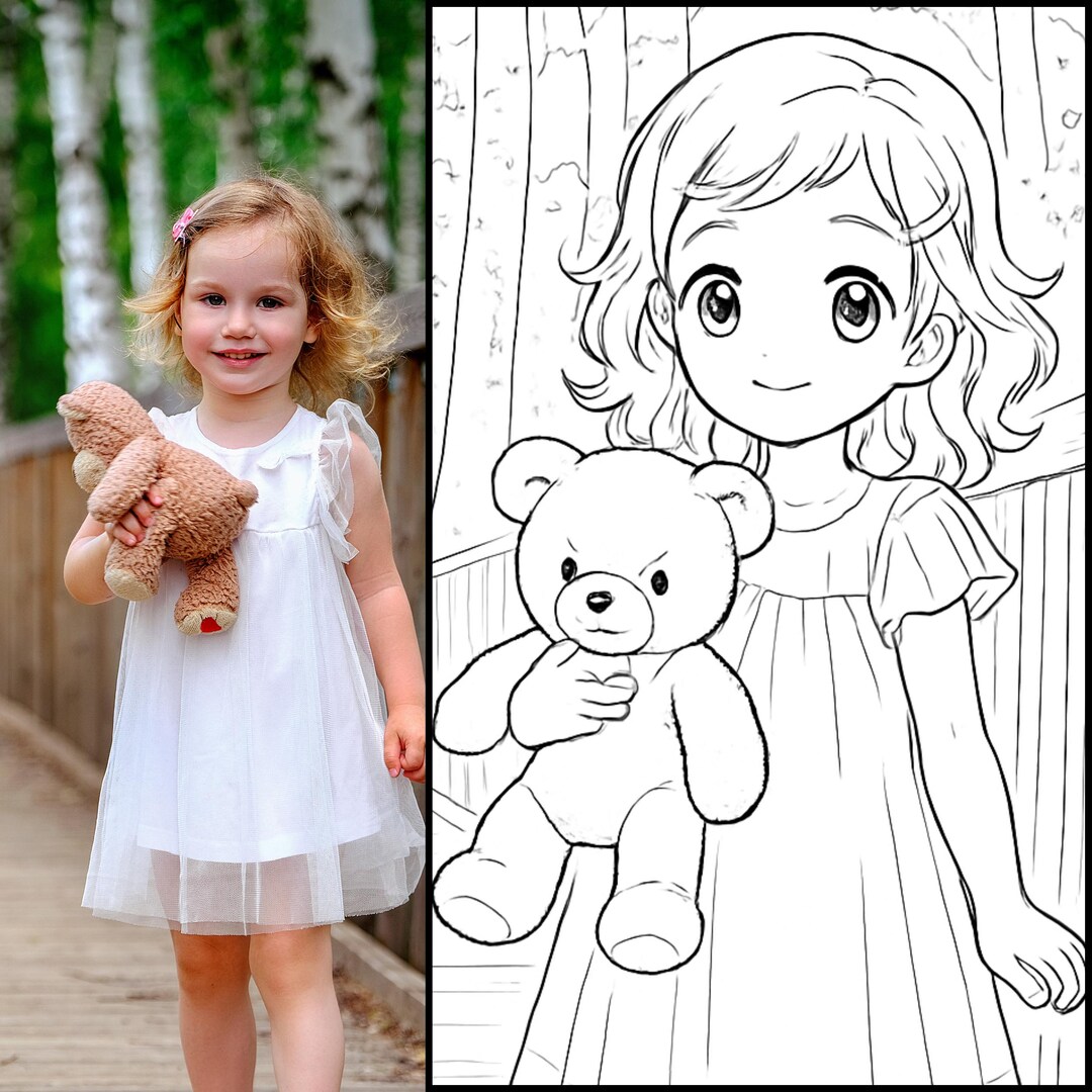 Anime Style Coloring Book from Photo | Personalized Anime Coloring ...
