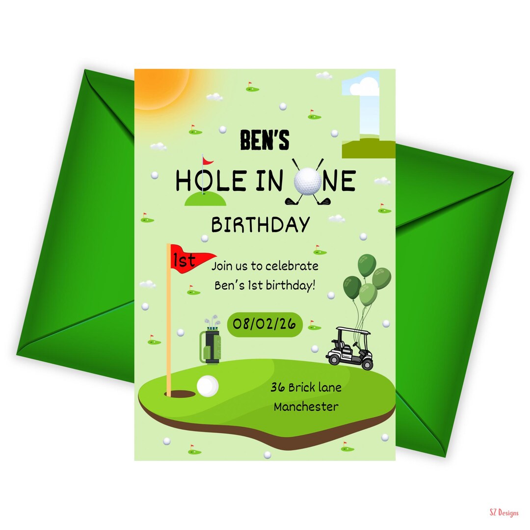 Golf 1st Birthday Invitation: Hole in One Theme (digital Invite) - Etsy