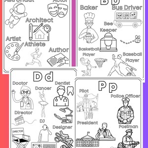 Alphabet Occupations Coloring Pages, Preschool Coloring Pages ...