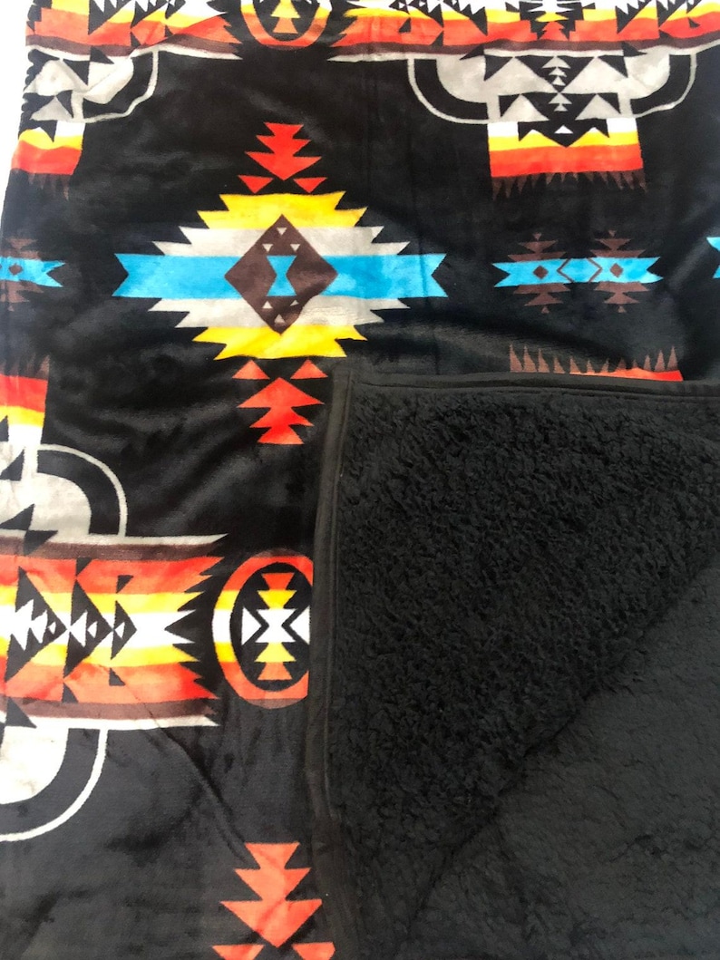 Native American Design Blanket With Sherpa - Etsy