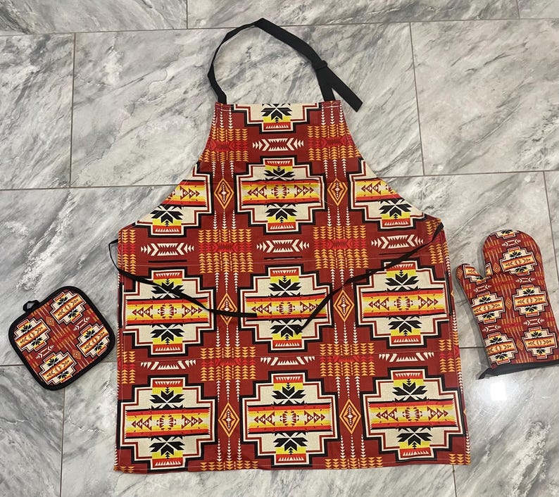Native Americans Geostorm Design Apron Set W/ Oven Mitten&pot Holder - Etsy