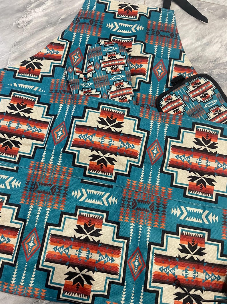 Native Americans Geostorm Design Apron Set W/ Oven Mitten&pot Holder - Etsy