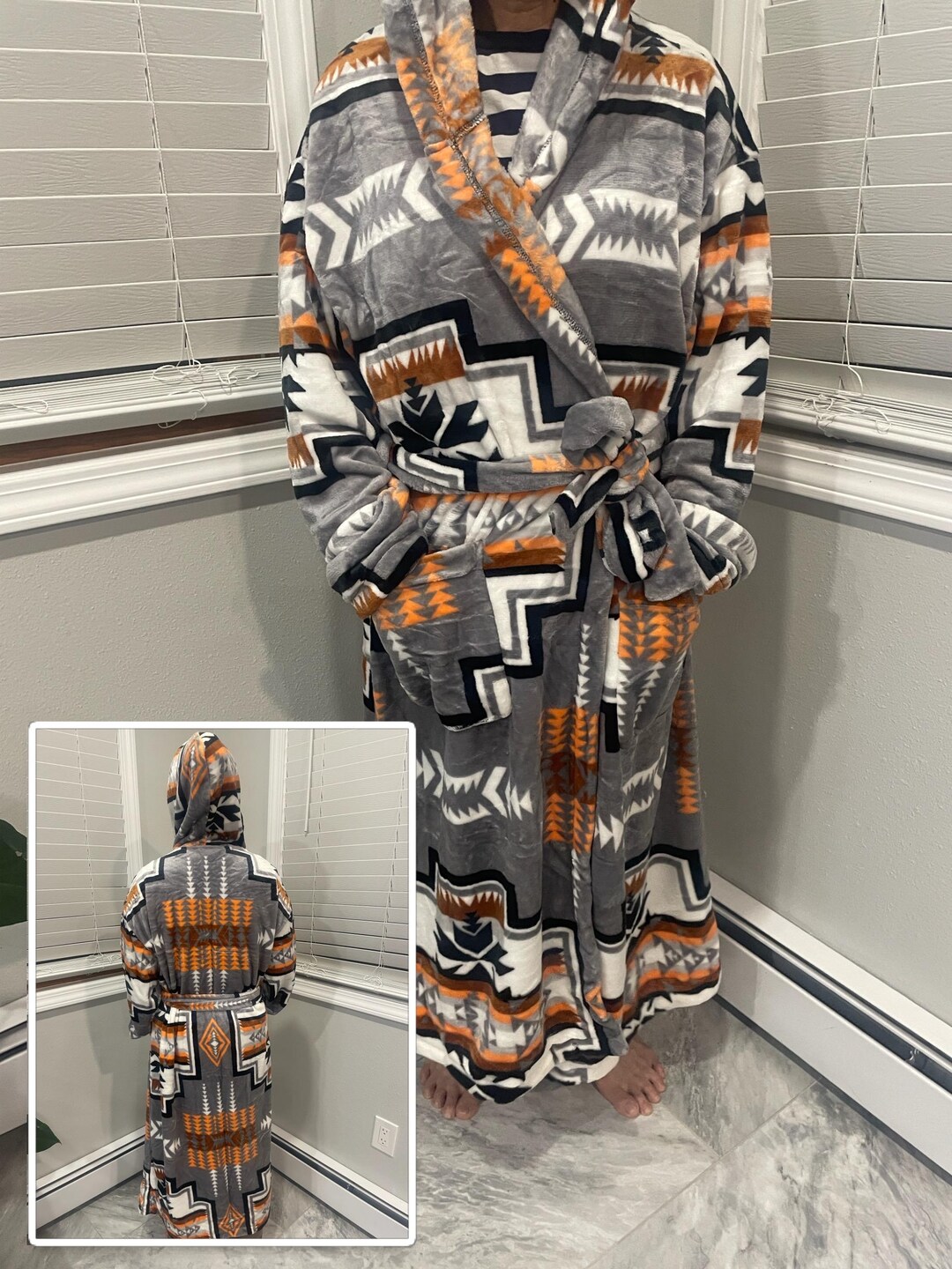 Southwestern Geo Design Adult Hooded Robe - Etsy