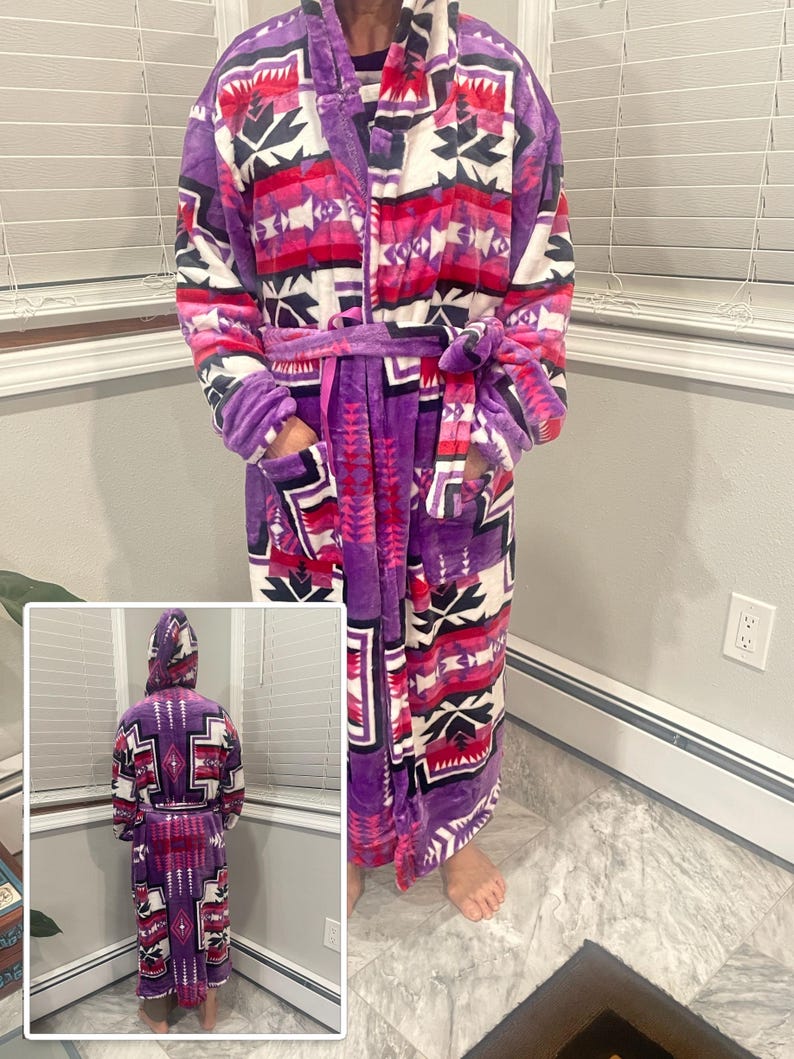 Southwestern Geo Design Adult Hooded Robe - Etsy