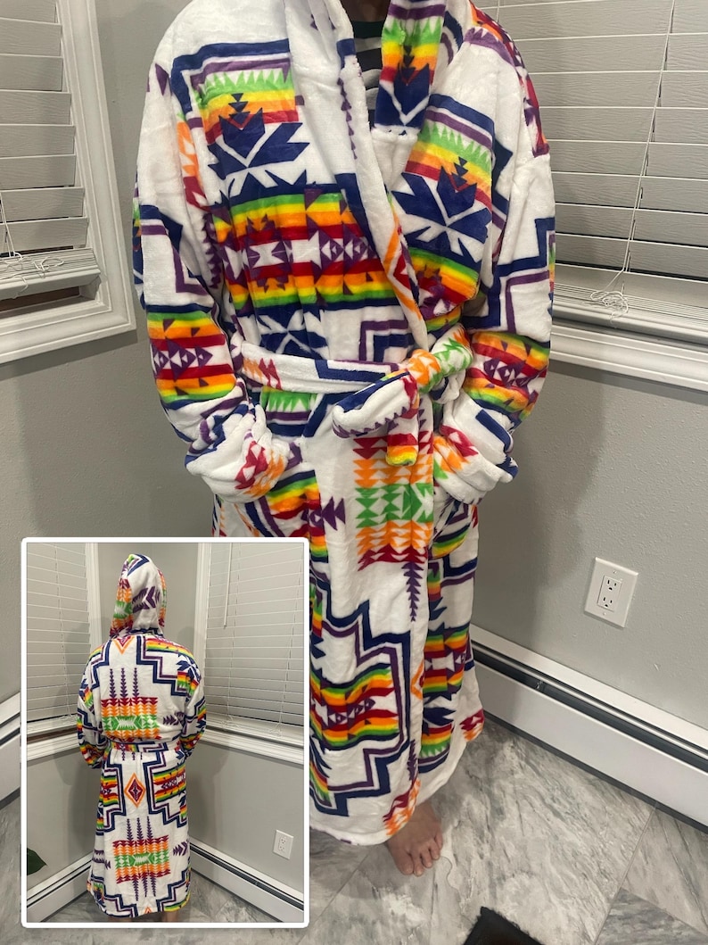 Southwestern Geo Design Adult Hooded Robe - Etsy