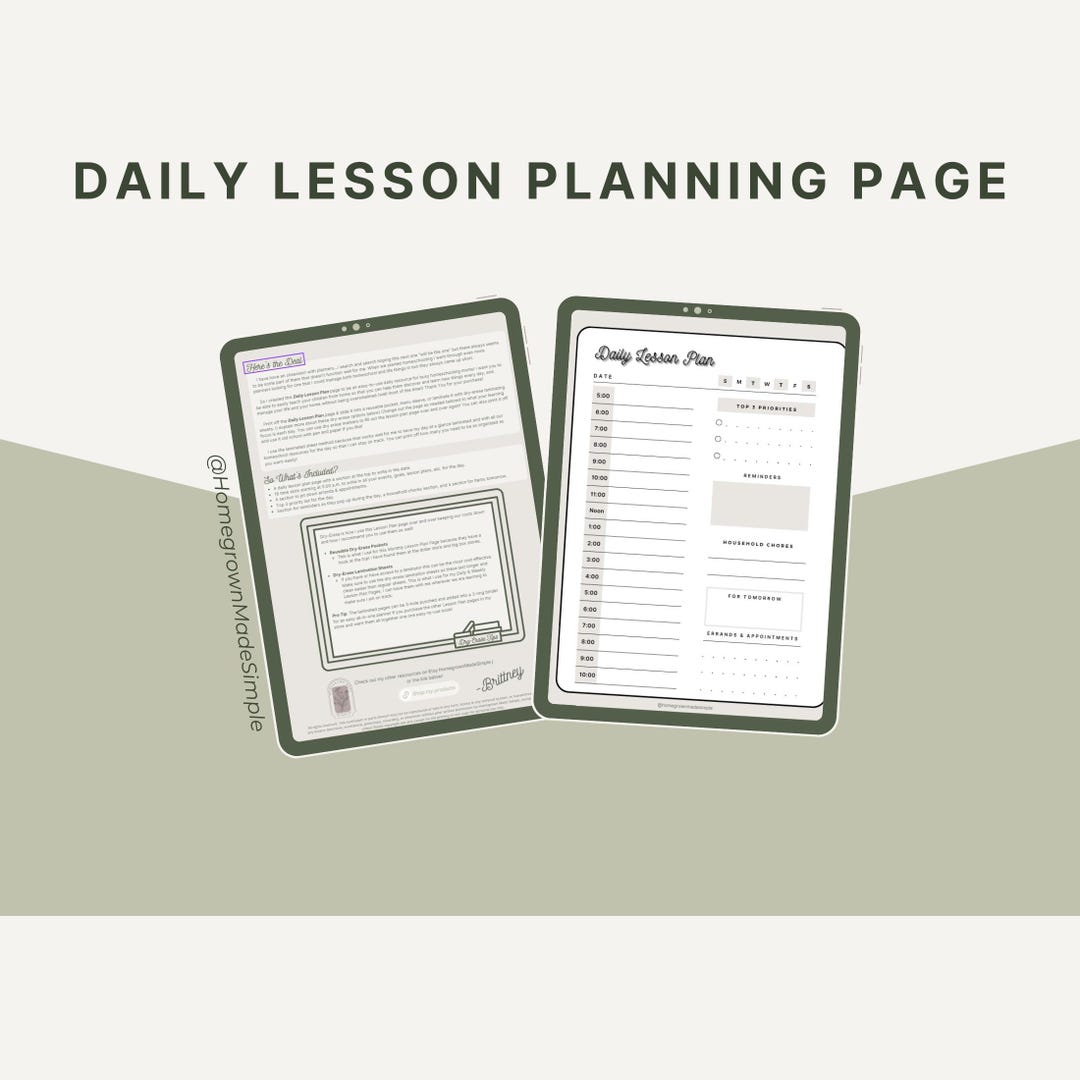 Daily Lesson Planner Printable Instant Digital Download for Organized ...