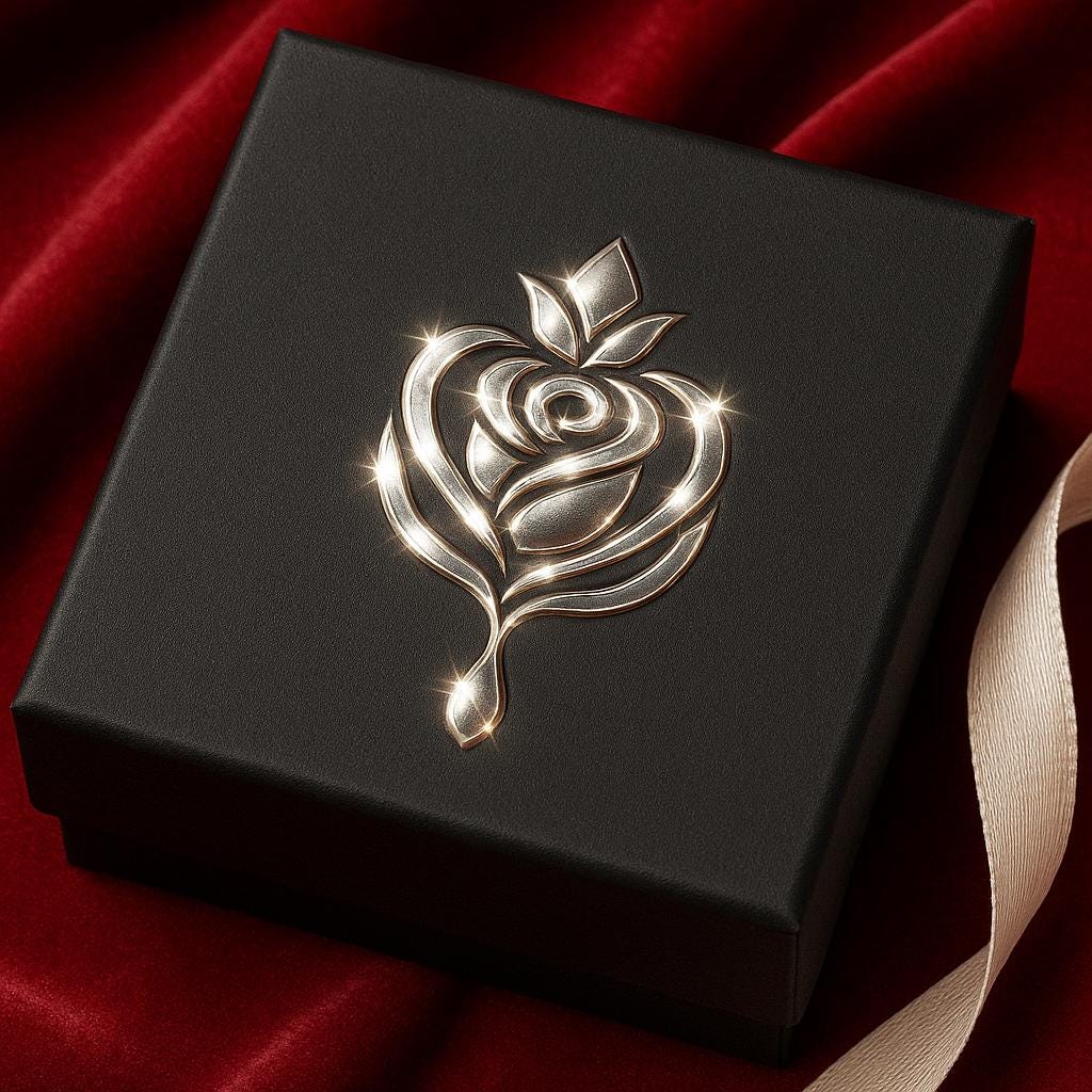 3D Stellar Rose Logo Design: Silver & Copper Jewelry Brand Emblem ...