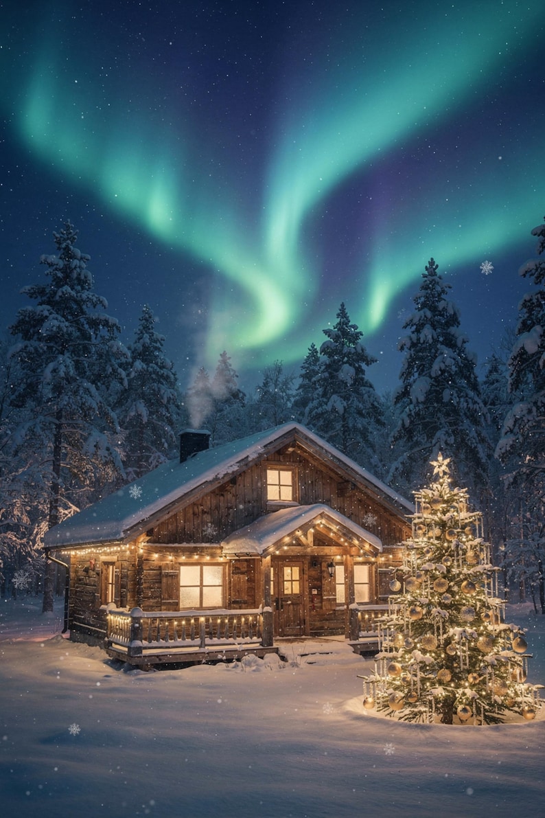 Scandinavian Christmas Lodge Backgrounds – Luxury Winter Cabins (12 JPG ...
