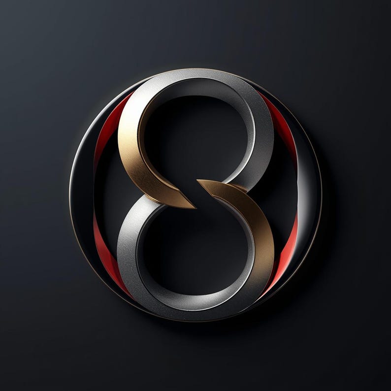 Infinity Crest Logo — Ultra-luxury 3D Metallic “8” Emblem | Exclusive ...