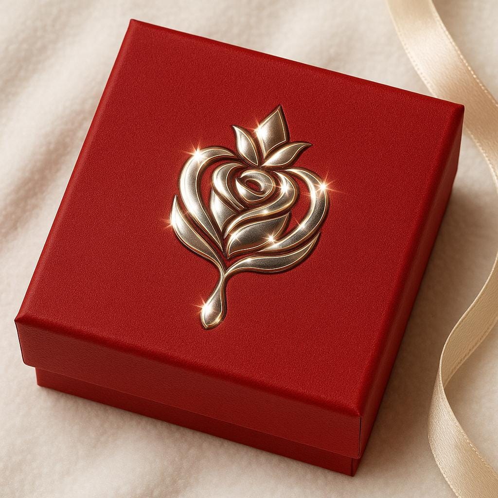3D Stellar Rose Logo Design: Silver & Copper Jewelry Brand Emblem ...