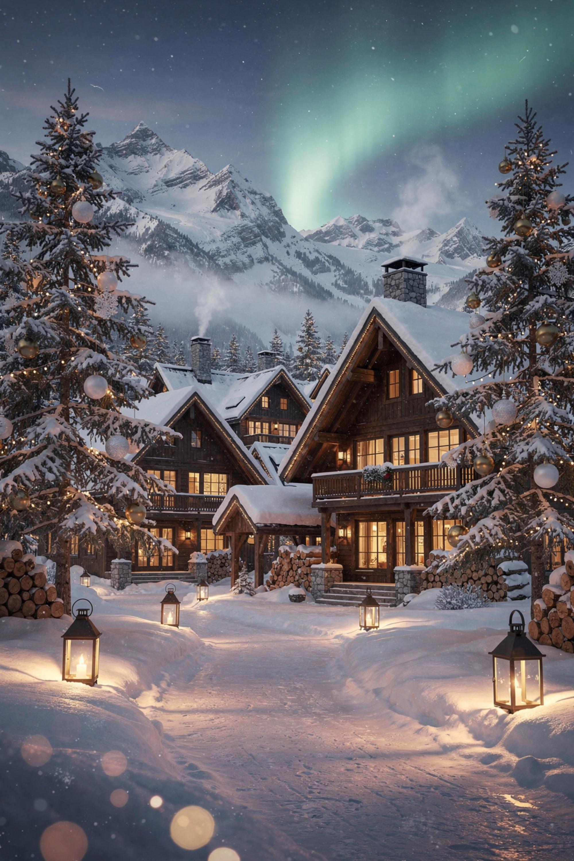 Scandinavian Christmas Lodge Backgrounds – Luxury Winter Cabins (12 JPG ...