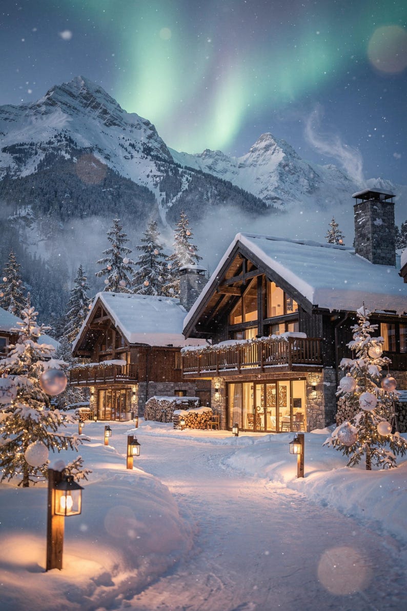 Scandinavian Christmas Lodge Backgrounds – Luxury Winter Cabins (12 JPG ...