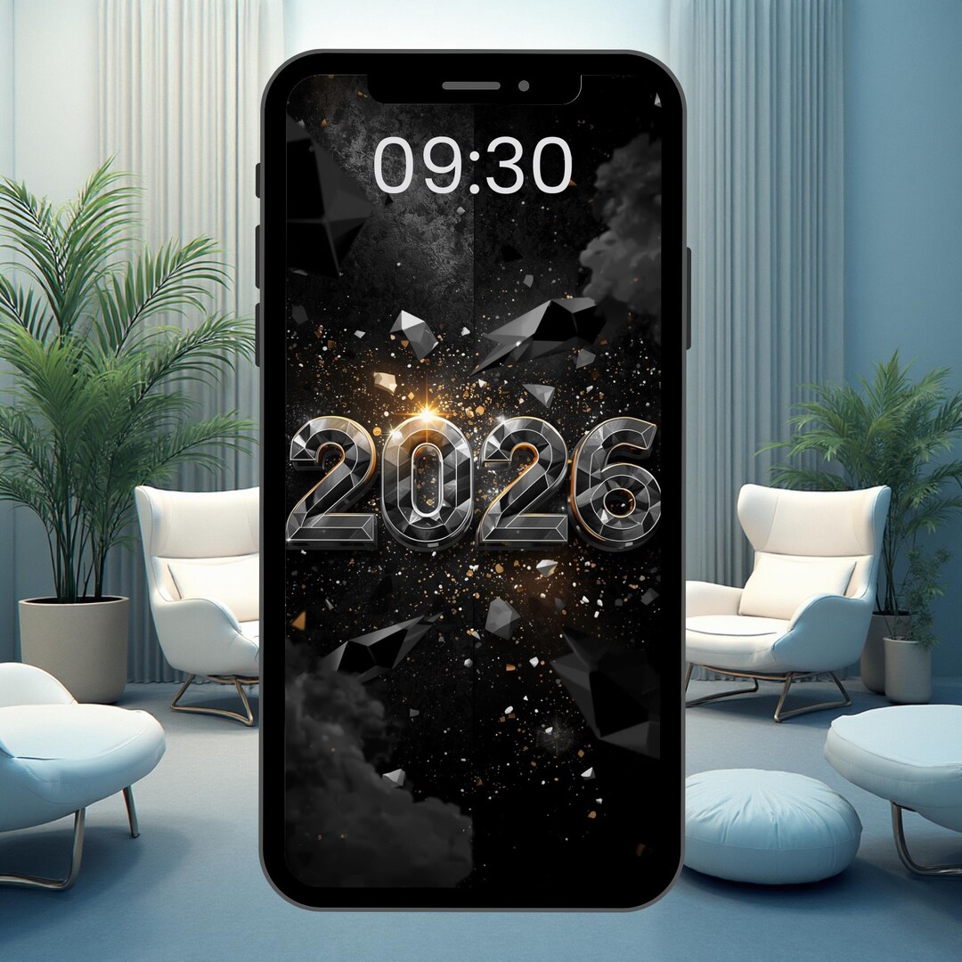 NYC 2026 Luxury 4K Phone Wallpaper – Chrome Crystal New Year Lock ...