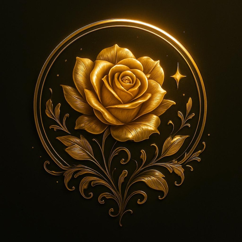 Exclusive Golden Rose Logo – a Luxury 3D Emblem Crafted in Radiant Gold ...